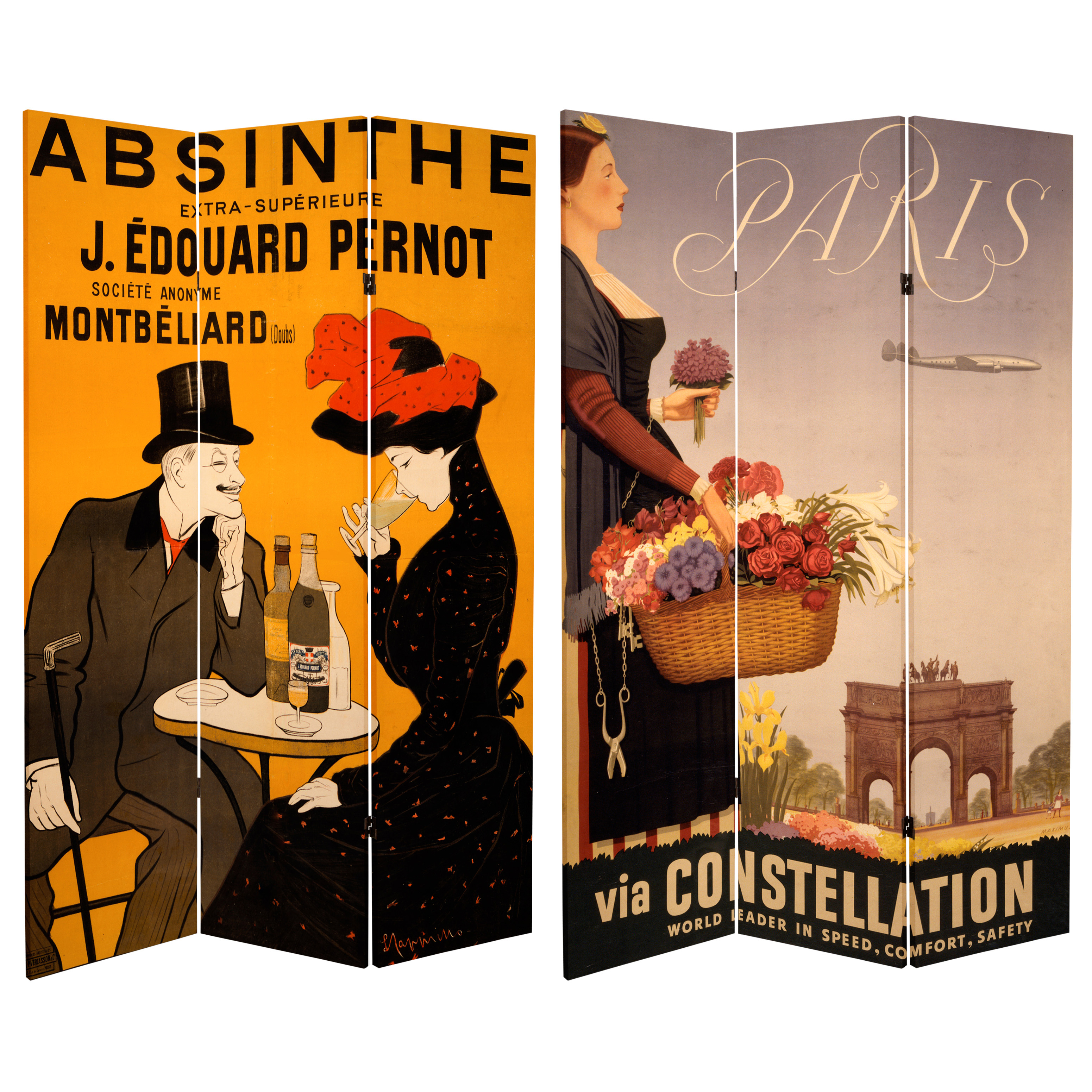 Red Lantern: 6 ft. Tall Double Sided Absinthe Canvas Room Divider