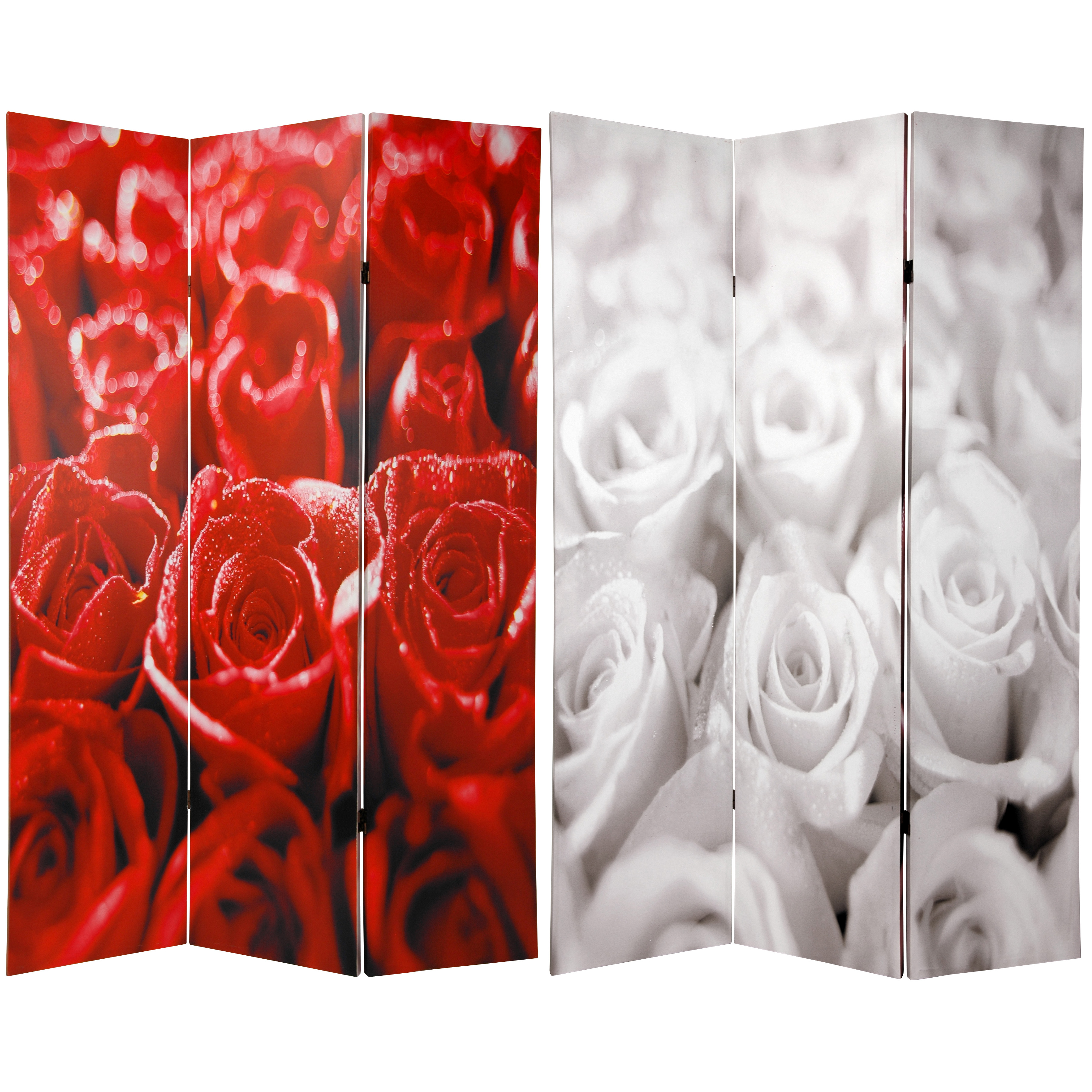 Red Lantern: 6 ft. Tall Double Sided Roses Room Divider