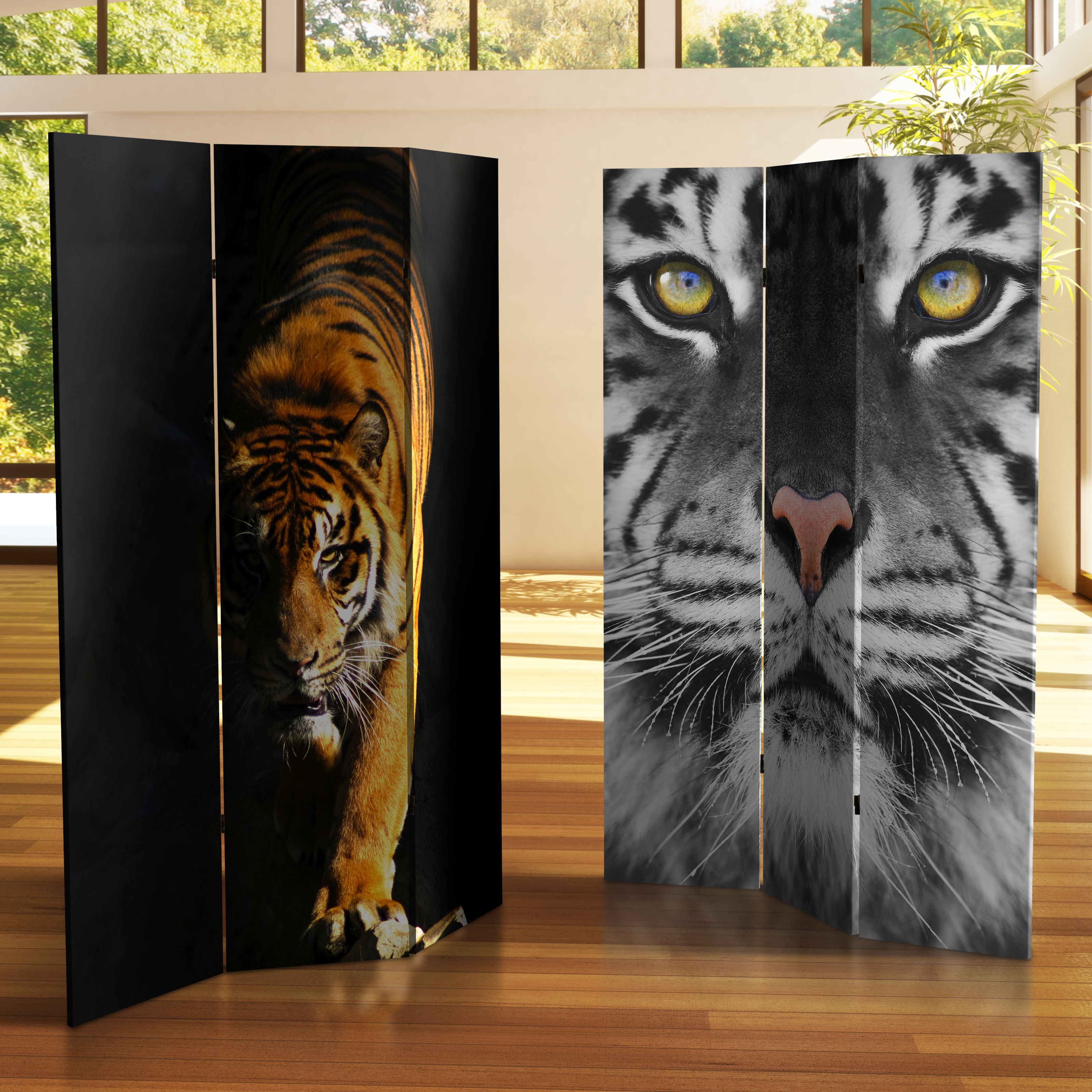 Red Lantern: 6 ft. Tall Double Sided Tiger Room Divider