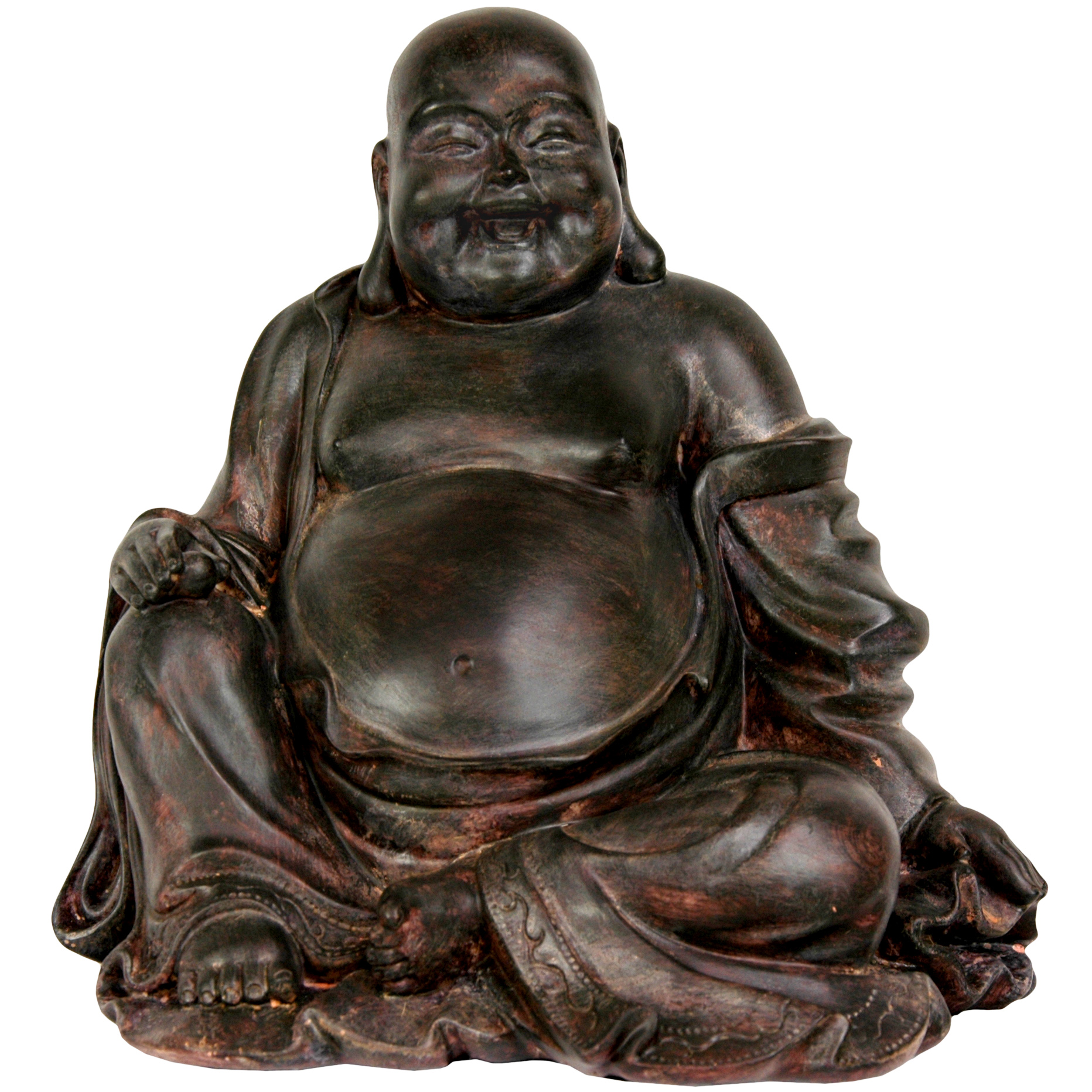 Red Lantern: 11" Sitting Lucky Buddha Statue