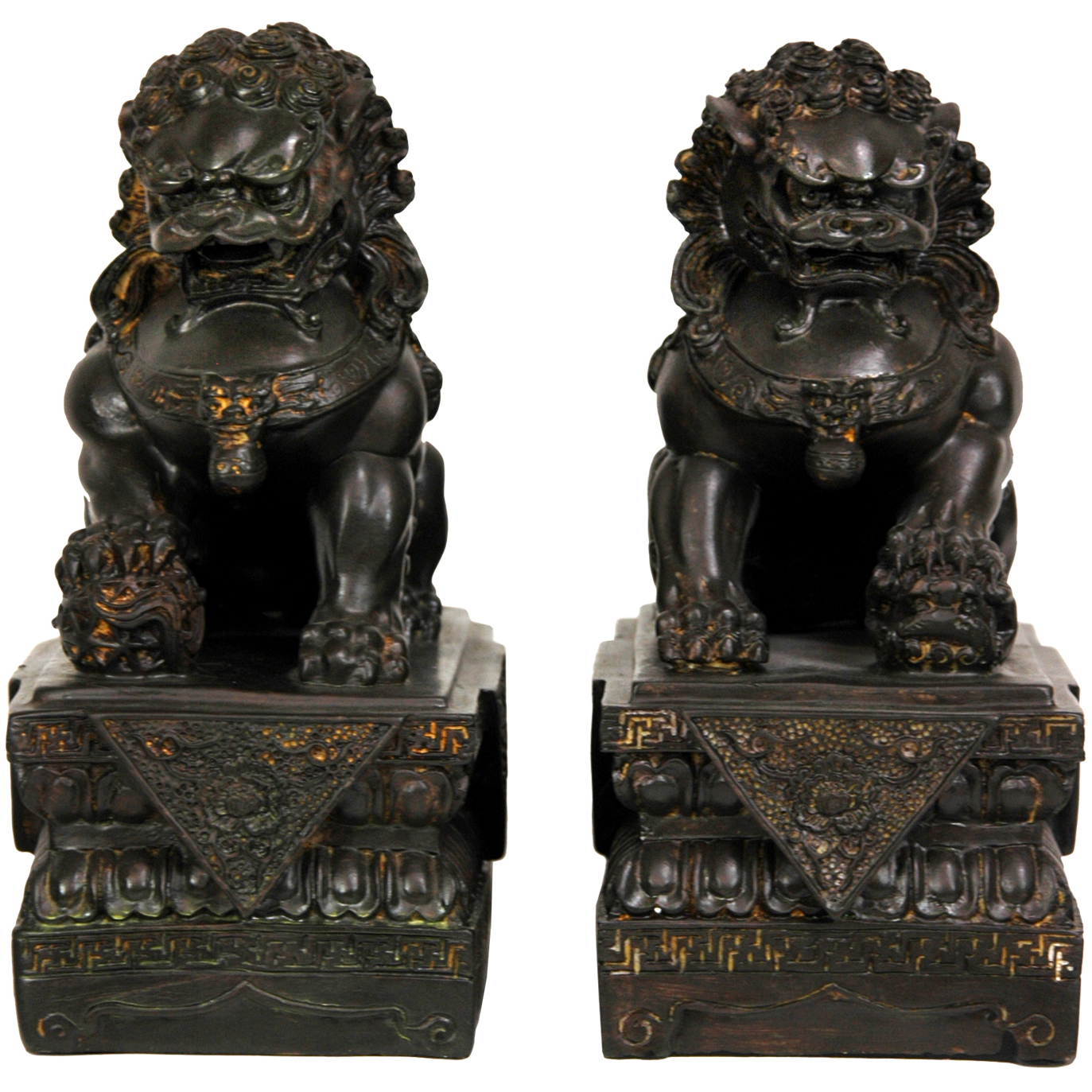 Red Lantern: 9" Foo Dog Statues (Set of Two)